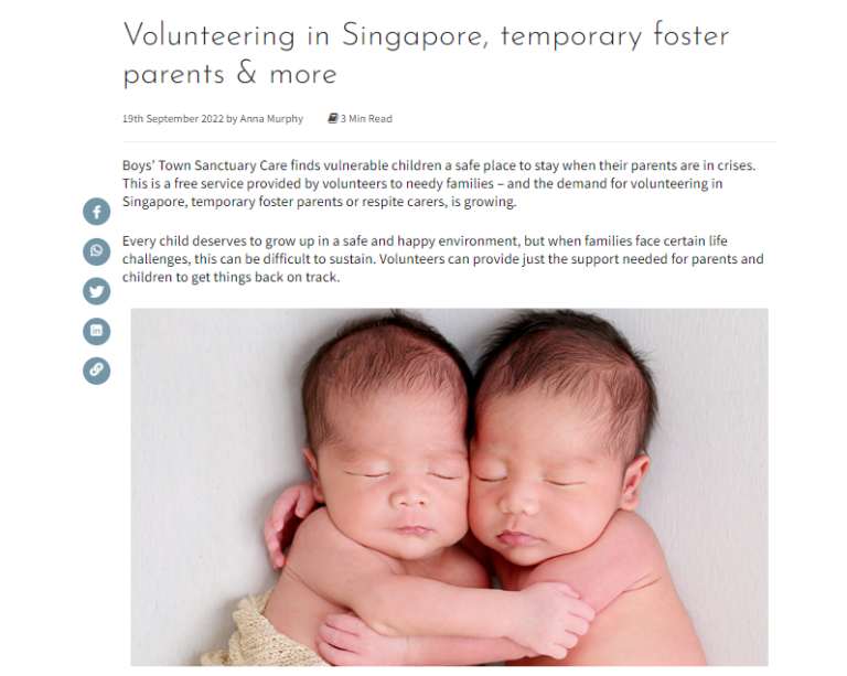 Volunteering in Singapore, temporary foster parents & more - Boys' Town
